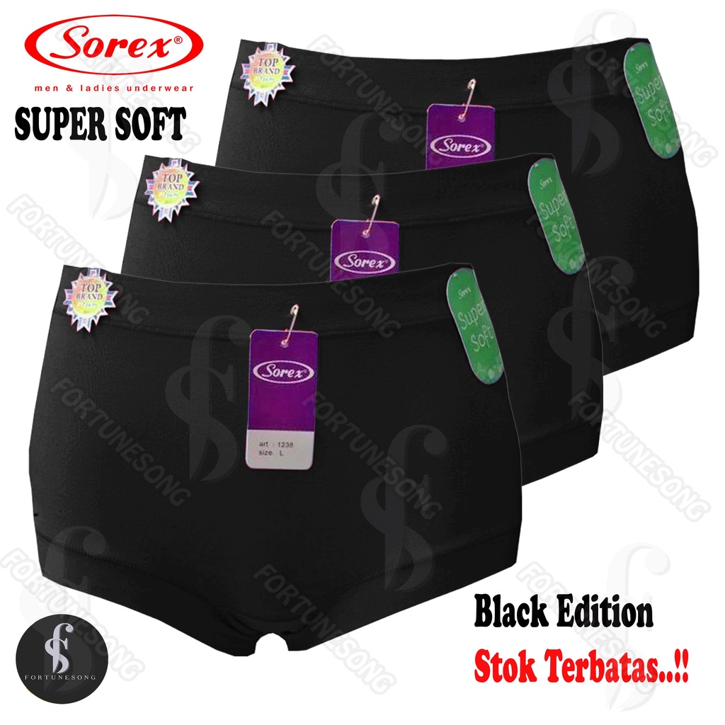 Jual Sorex - Celana Dalam Wanita Sorex Semi Boxer Black Edition / CD ...
