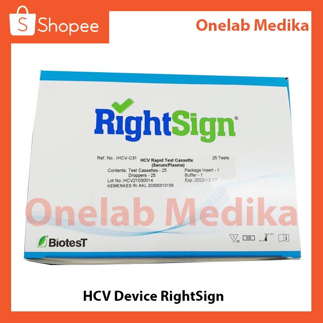 Jual HCV Rapid Test Card Serum Plasma RightSign HCV Rapid Test Device ...