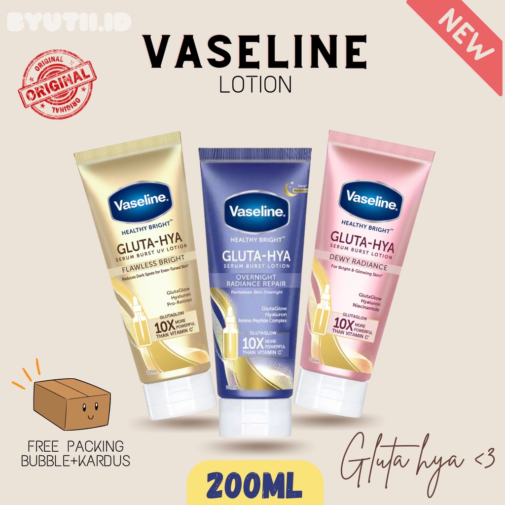 Jual VASELINE Healthy Bright GLUTA-HYA Serum Burst UV Lotion | Flawless Bright | Dewy Radiance ...