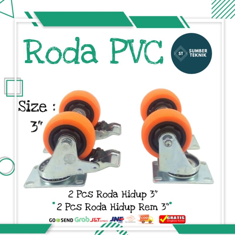 Jual Roda Gerobak Trolley PVC Caster 3 Inch Set 4 Pcs | Shopee Indonesia