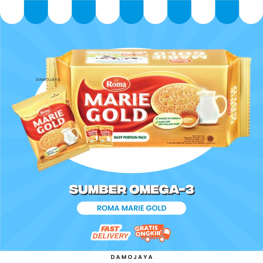 Jual Makanan Ringan Biskuit Kue Roma Marie Gold 120 Gr Cemilan Manis ...