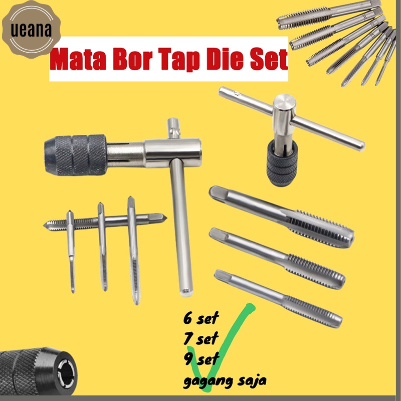 Jual Mata Bor Tap Die Set, Pembuat Ulir Sekrup Dengan Tap Wrench ...