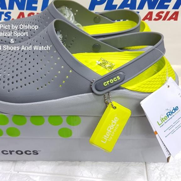 Jual Sandal Crocs Pria Original Literide Clog - abu alas kuning, 36 | Shopee Indonesia