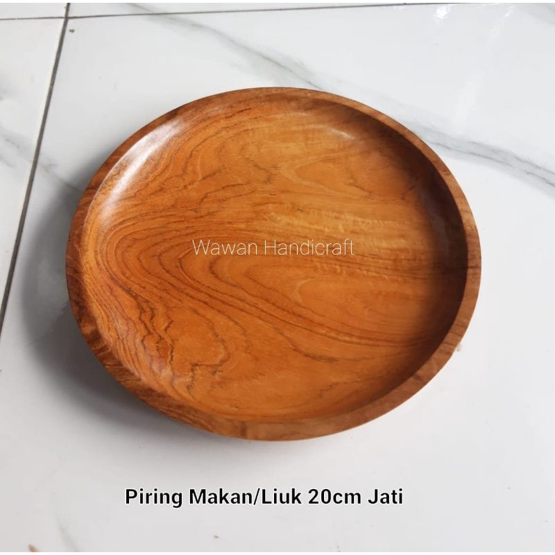 Jual piring kayu/piring kayu jati/piring 20cm jati/piring makan/piring ...