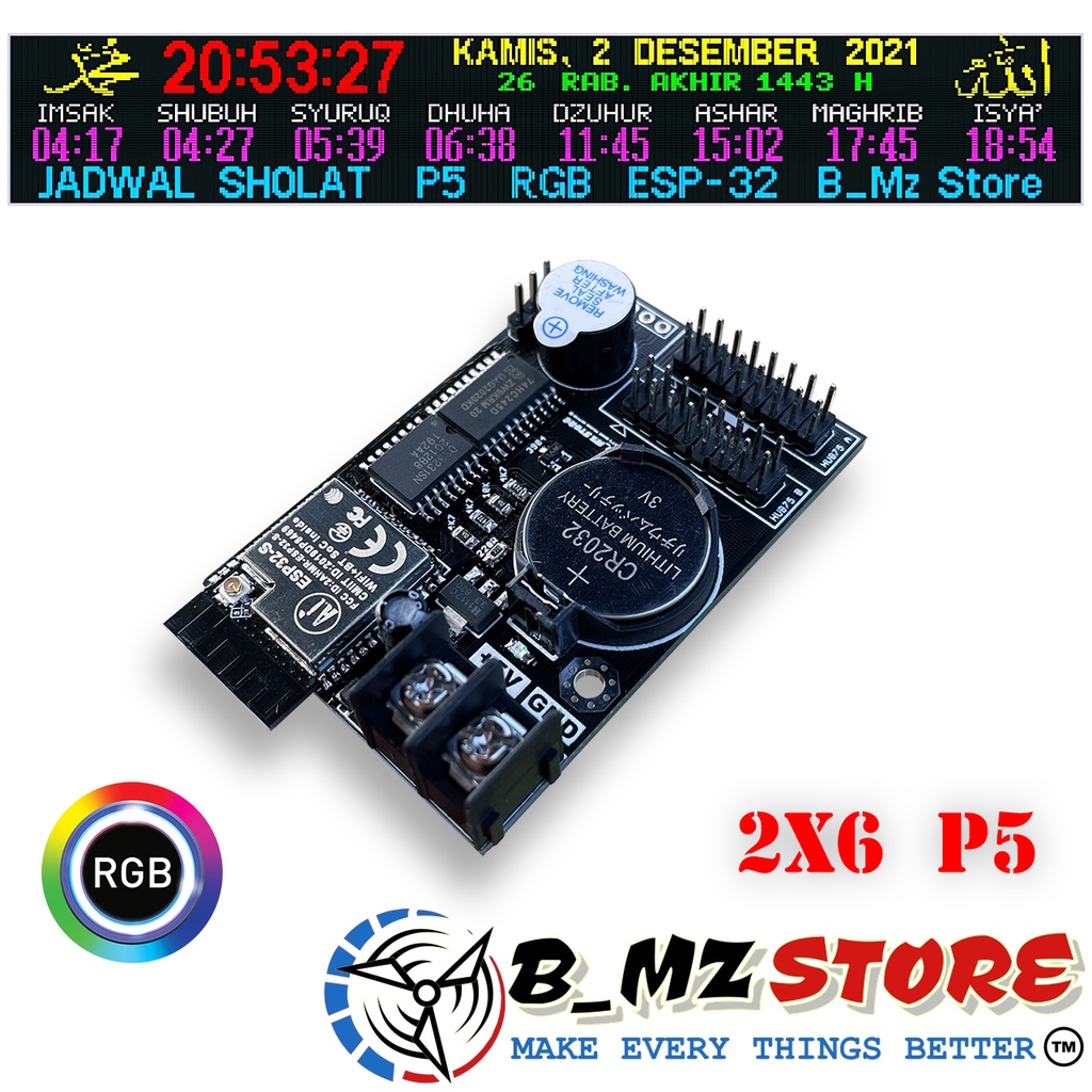 Jual Kontroller JWS 2x6 RGB P5 - Controller JWS Wifi - Jam Sholat 2x6 ...