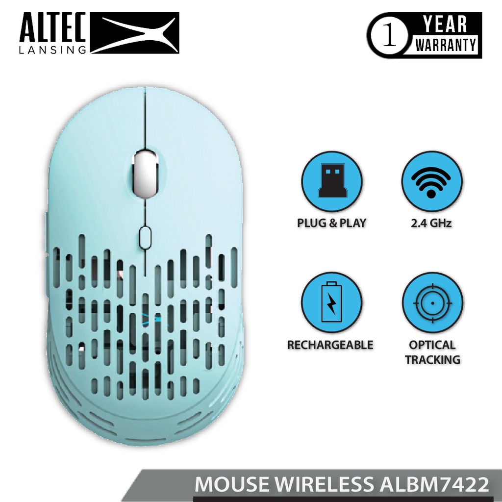 Jual Altec Lansing Mouse Wireless Rechargeable ALBM7422 Blue | Shopee ...