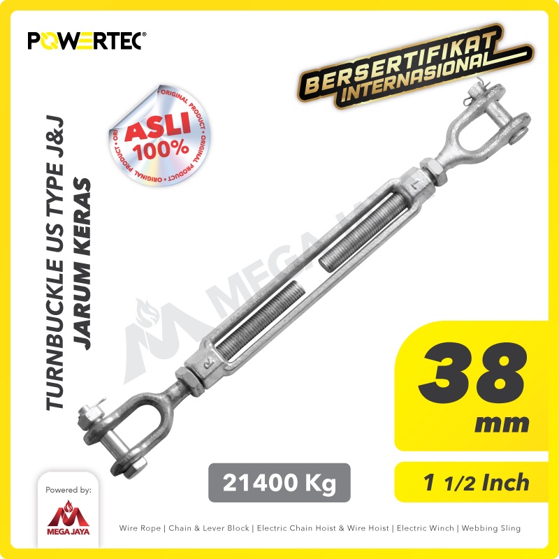 Jual POWERTEC Turnbuckle / Jarum Keras US Type Jaw & Jaw 1-1/2" x 24" Span | Shopee Indonesia