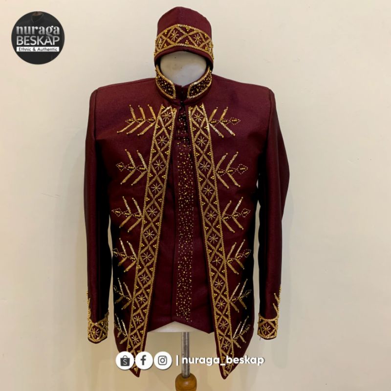 Jual beskap pengantin / beskap / basofi pengantin bahan wol | Shopee ...