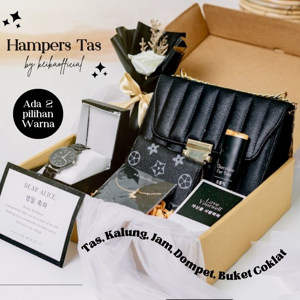 Jual Hampers Tas Cewek | Kado Jam Dompet Tas Kalung Coklat Hitam Cream ...