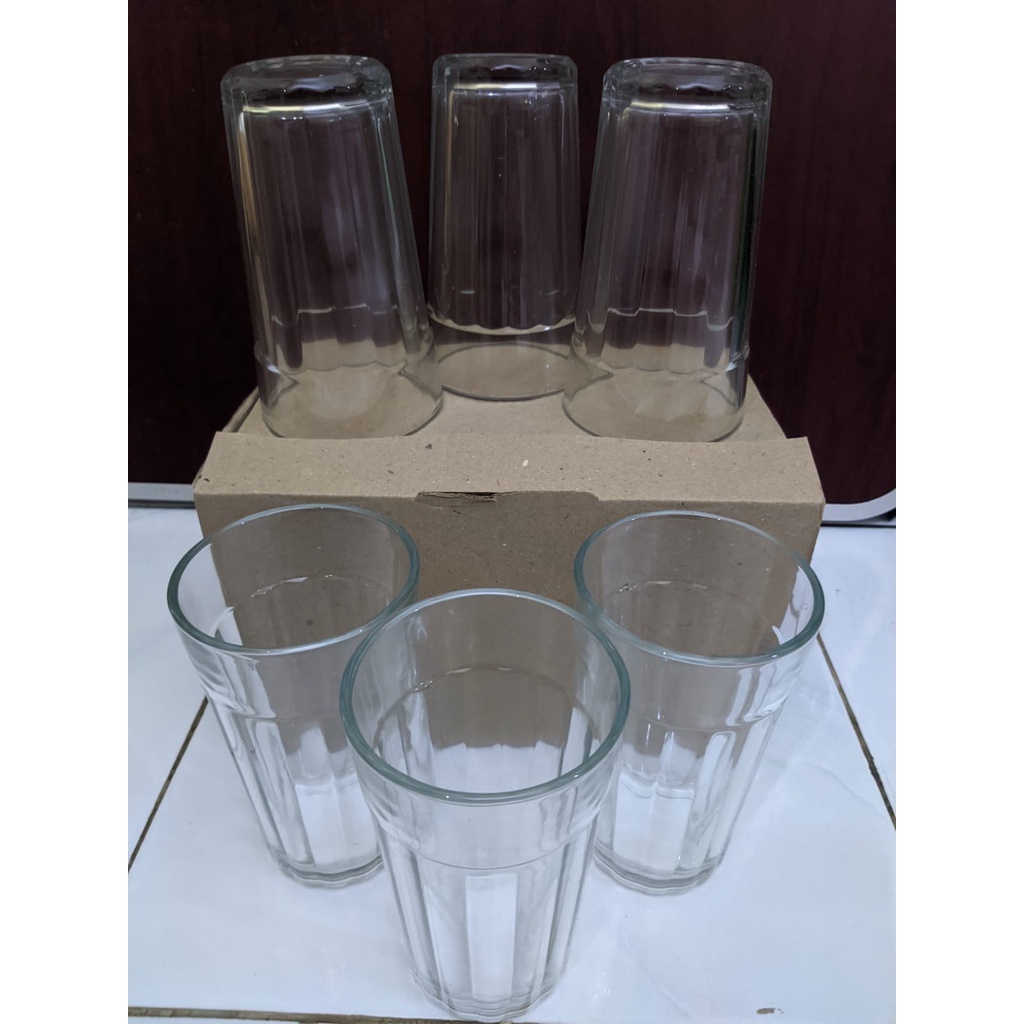 Jual Gelas Kaca Teh Es Teh Jeruk / Gelas Set Isi 6 / Gelas Kado/ Gelas ...