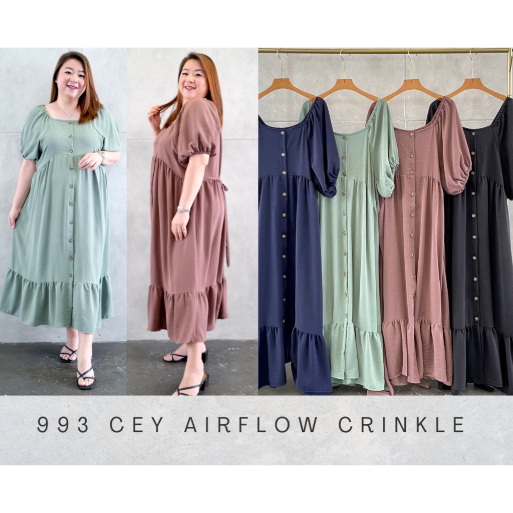 Jual JUMBO 993 HANSA DRESS BIGSIZE MATERIAL CEY AIRFLOW CRINKLE FIT TO ...