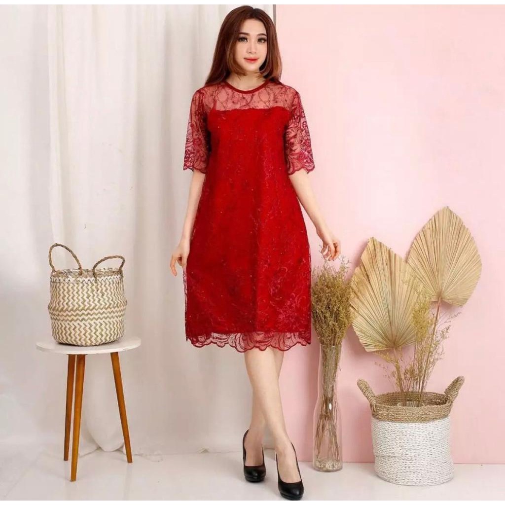 Jual SPESIAL DRES NATAL DAN IMLEK WANITA 2022 TERBARU BAJU DRES TILLE ...
