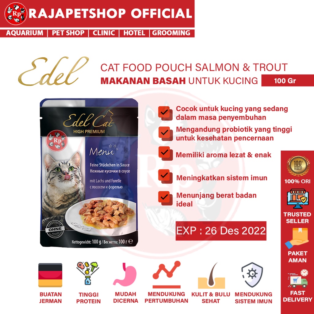 Jual EDEL CAT POUCH SALMON & TROUT MAKANAN BASAH KUCING SACHET 100GR ...