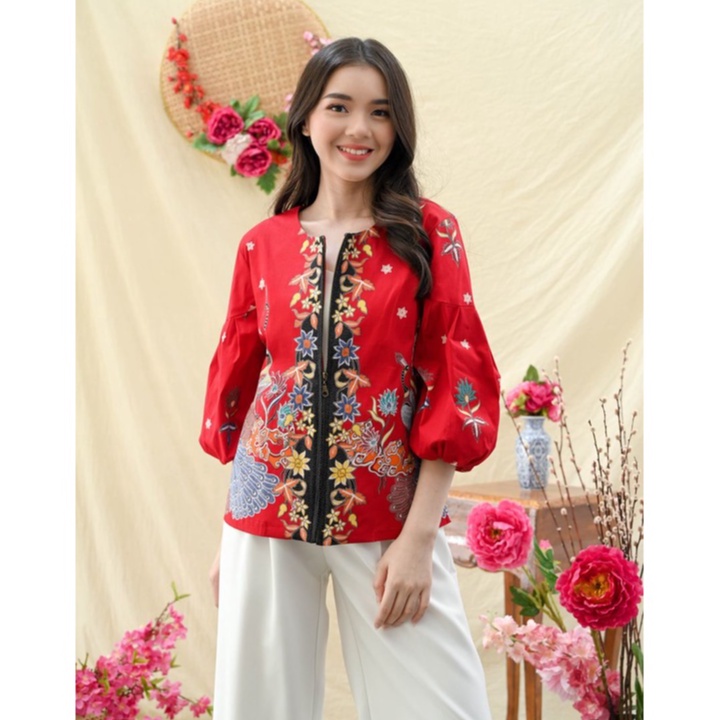 Jual BBC Red 295 - Outer Batik Wanita / Luaran Batik Modern / Baju ...