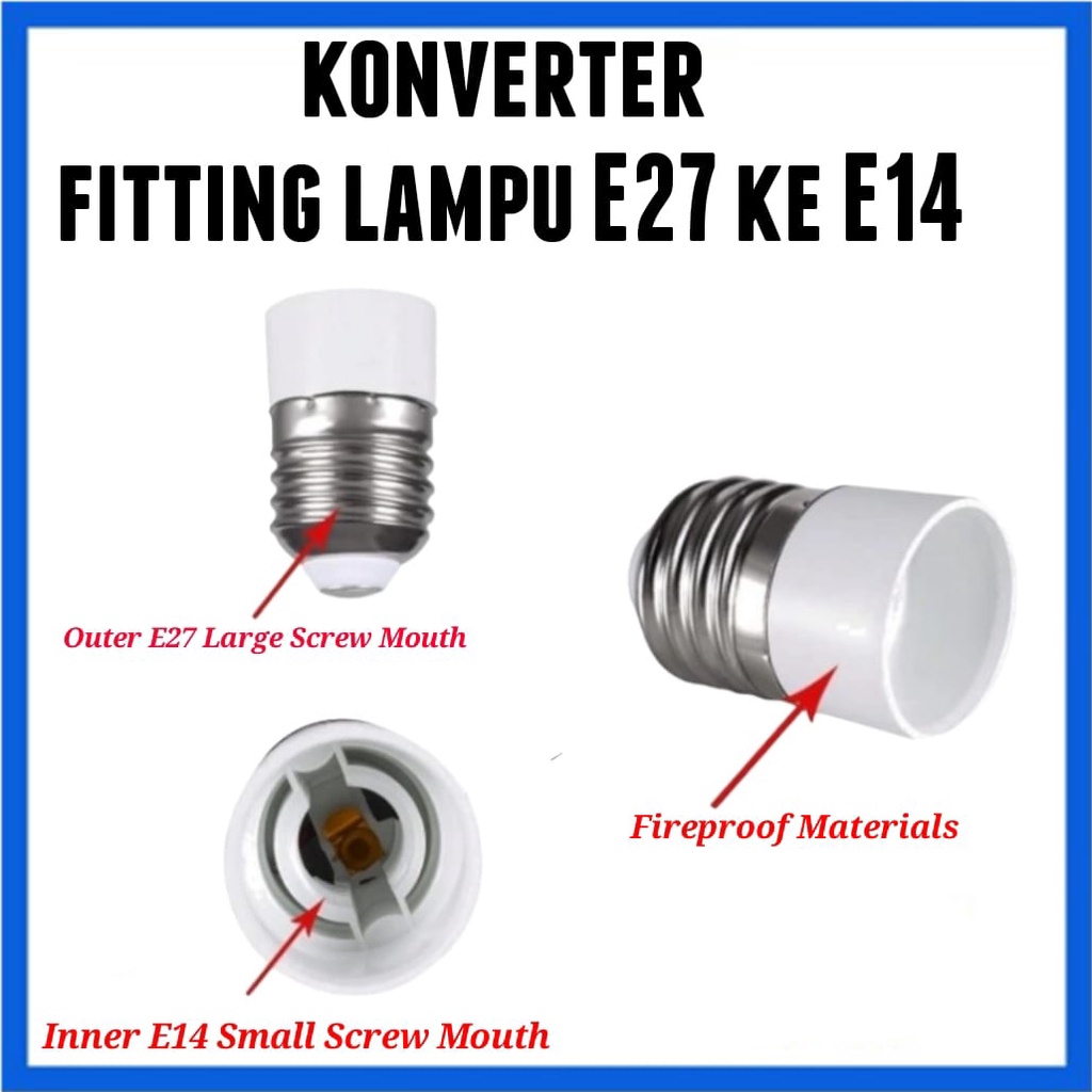 Jual Konverter Fitting Lampu E14 ke E27 Cap Lamp Light Converter ...