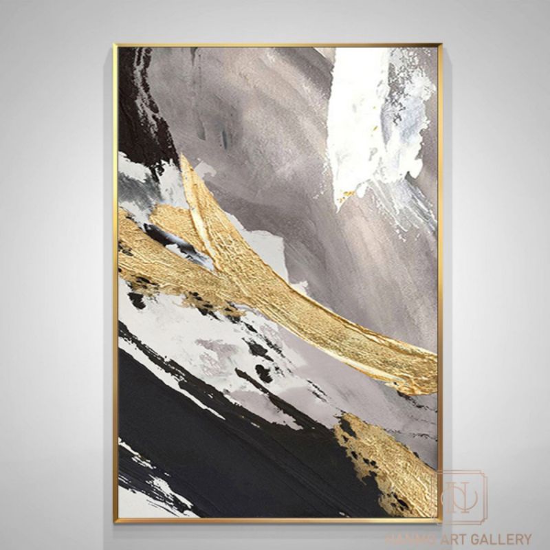 Jual Lukisan abstrak texture variasi golden uk/70x120cm sdh dilengkapi ...