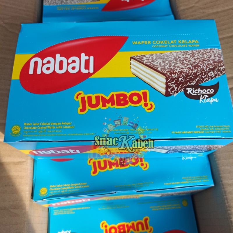 Jual Nabati Chocolate Coated Coconut Jumbo Wafer Coklat Kelapa 1Box isi ...