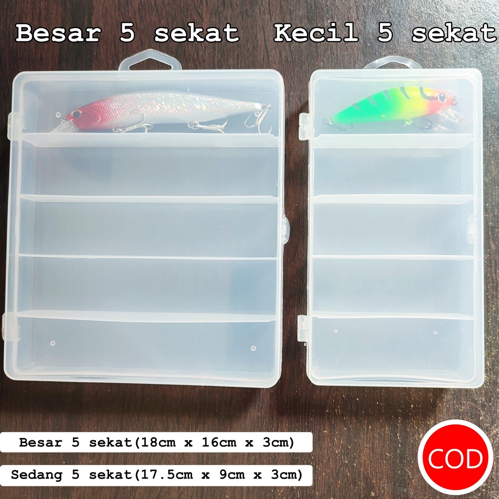 Jual Kotak Minnow isi 5 Sekat Box Lure Tempat Umpan pancing Fishing Box Kotak Penyimpanan Minow ...
