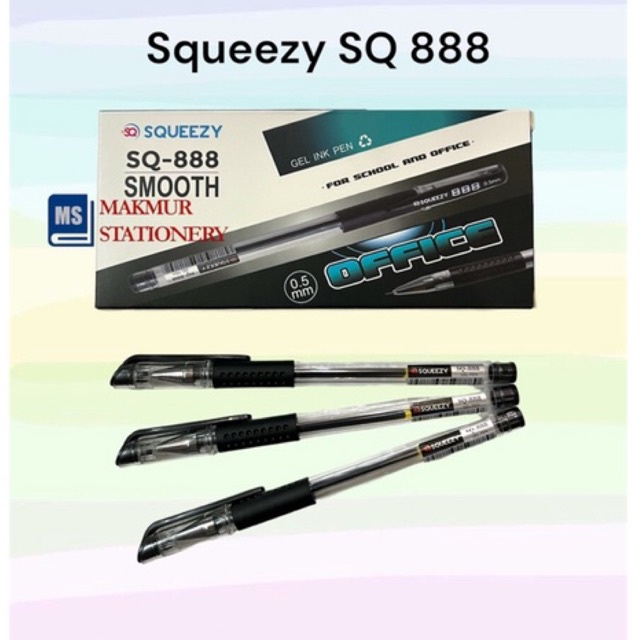 Jual Pulpen / Ballpoint / Pen Gel Squeezy SQ 888 (12 Pcs) | Shopee ...