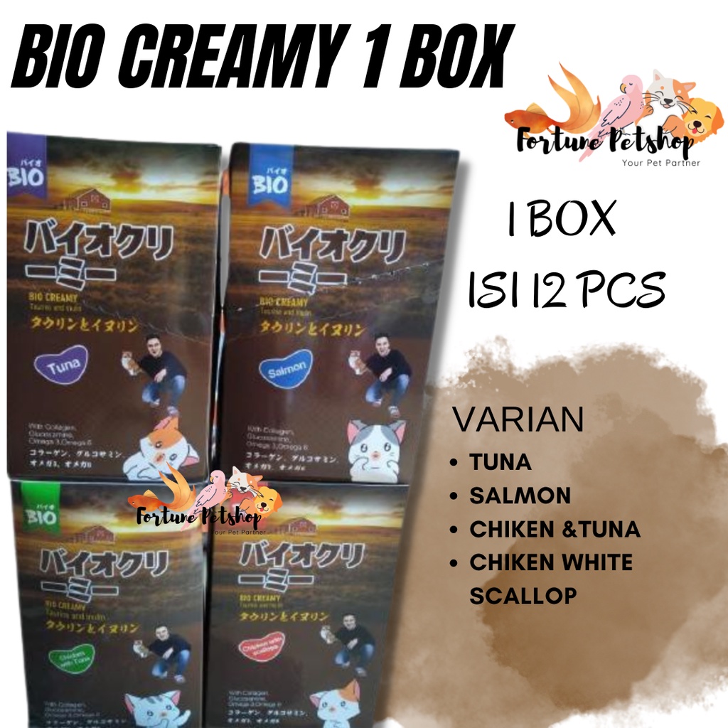 Jual BIO CREAMY 1 BOX ISI 12 PCS SNACK KUCING | Shopee Indonesia