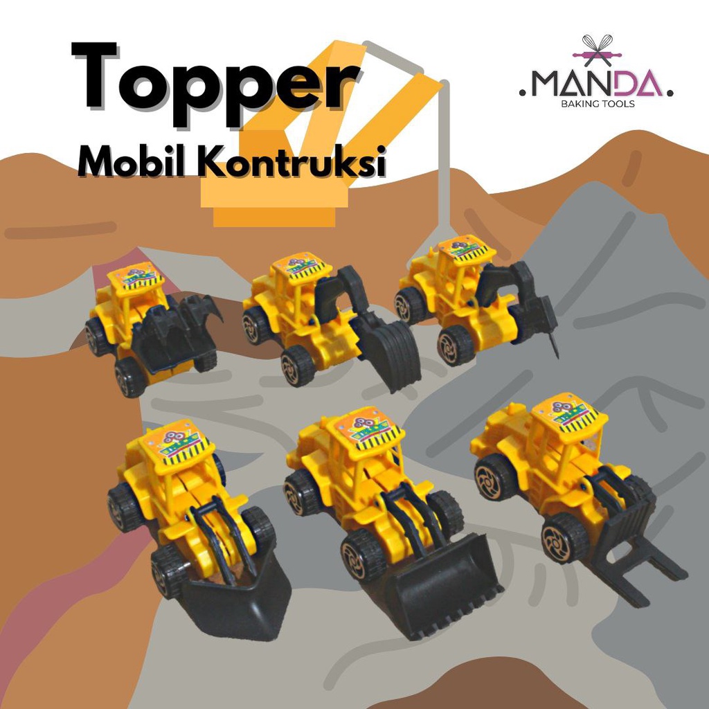 Jual Topper patung mainan motif mobil kontruksi puding kue | Shopee ...