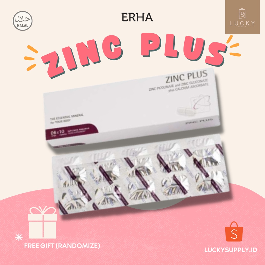 Jual [FREE GIFT] Erha Zinc Plus Vitamin C Kapsul 60's Suplemen jerawat ...