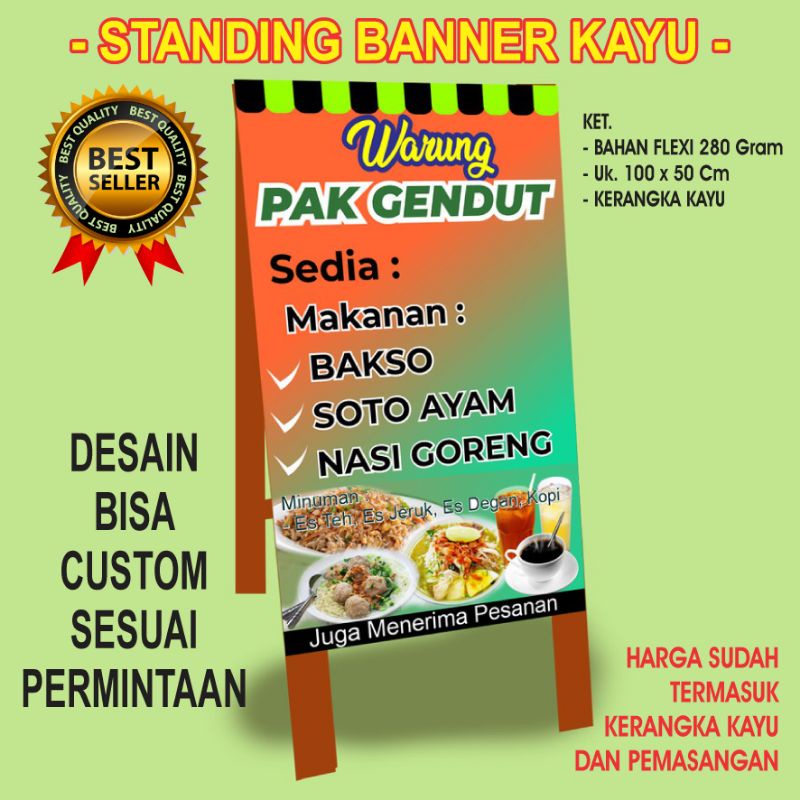 Jual STAND BANNER KAYU UKURAN 100 x 50 CM - STANDING BANNER | Shopee ...