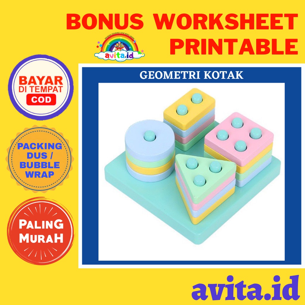 Jual avita.id TERMURAH Geometri Kotak Puzzle Bentuk Edukasi Anak ...