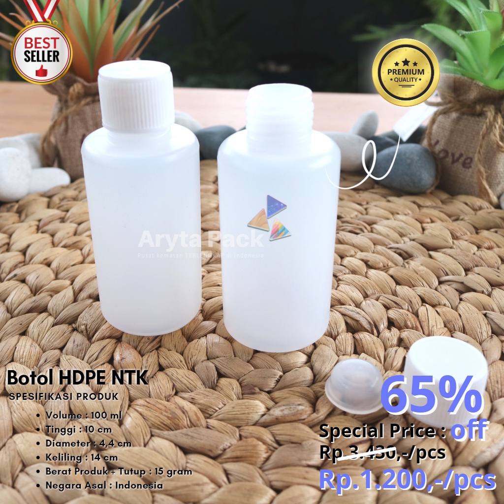 Jual Botol plastik HDPE 100ml NTK toner tutup ulir - FLASH | Shopee Indonesia
