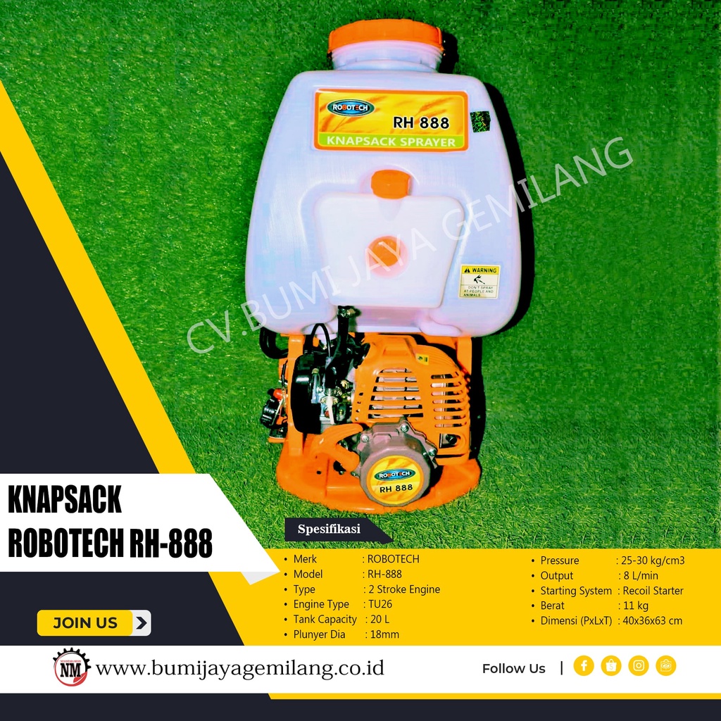 Jual MESIN SEMPROT HAMA / KNAPSACK POWER SPRAYER ROBOTECH RH 888 | Shopee Indonesia
