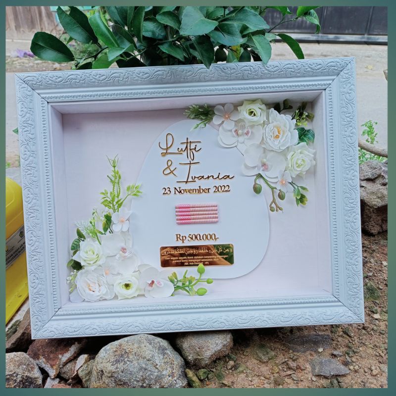 Jual Bingkai Mahar Pernikahan Pengantin Akrilik Bingkai Figura Foto 3D ...