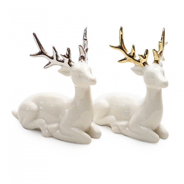 Jual Pajangan Natal Rusa Duduk Keramik patung rusa hiasan meja hiasan ...