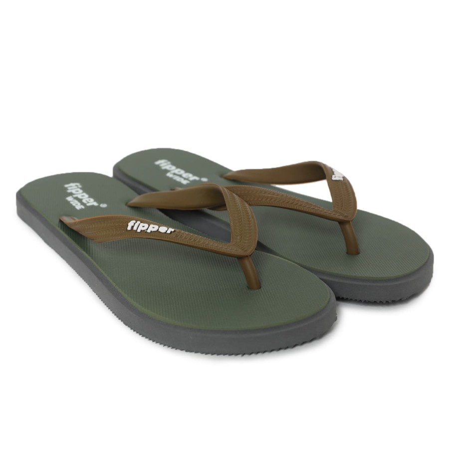 Jual Sendal Jepit / Sandal Pria Fipper Wide Green Army Grey Dark Brown ...
