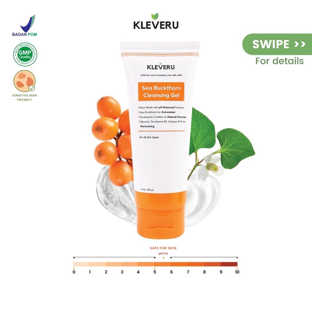 Jual KLEVERU Sea Buckthorn Cleansing Gel ( Face Wash ) | Shopee Indonesia
