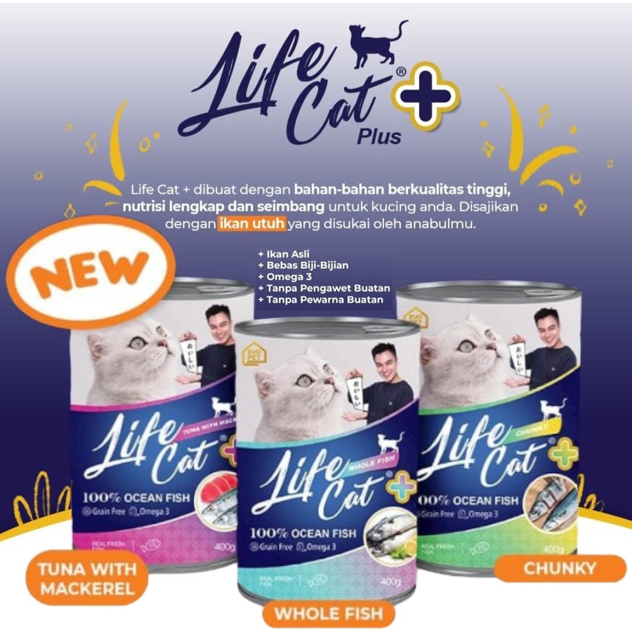 Jual LIFE CAT PLUS Wet Food Can 400 gr | Makanan Kucing Basah Kaleng ...