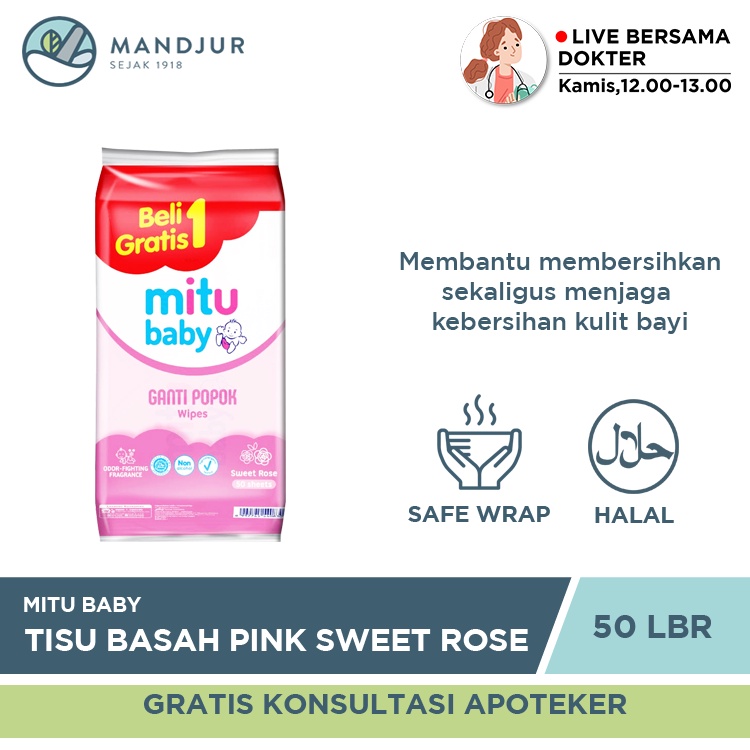 Jual Mitu Tissue Basah Ganti Popok Pink isi 50 Lembar - Tisu Basah Mitu ...