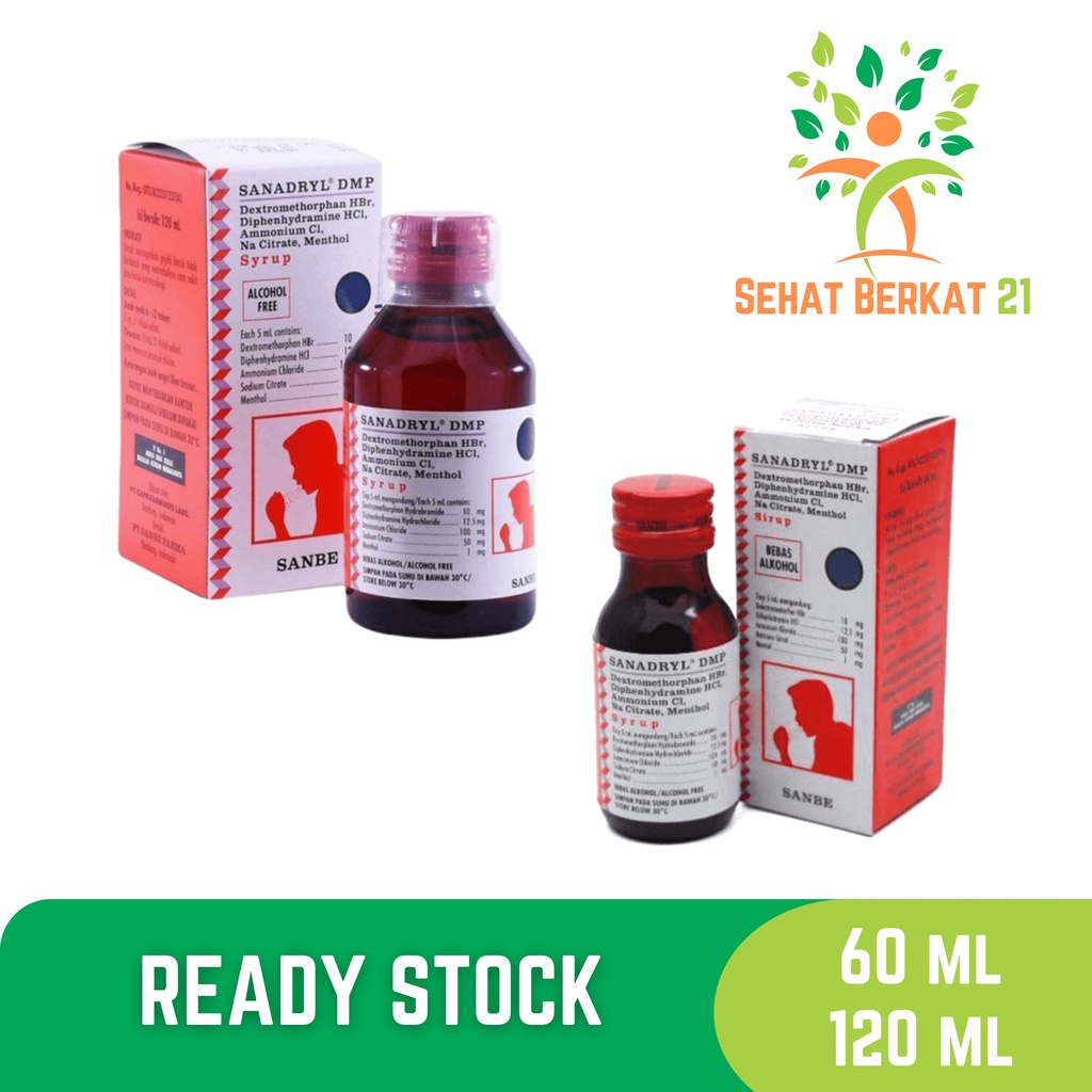 Jual Sanadryl Sirup Syrup Syr Obat Batuk Expectorant Ekspetoran 120 ml/ DMP 60ml/ DMP 120 ml ...