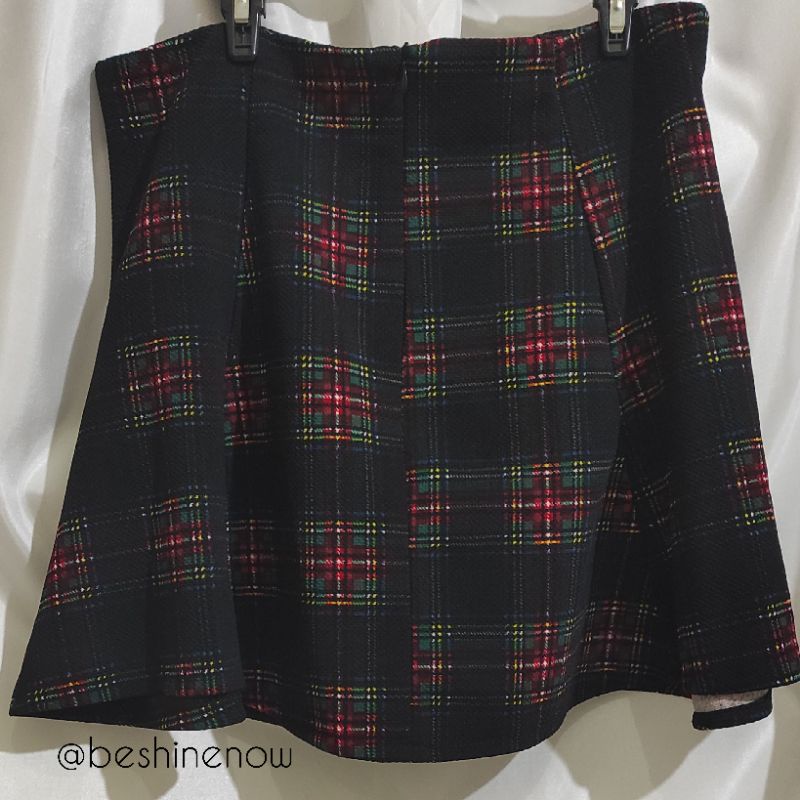 Jual Tartan Skirt / Black Red Skirt Kotak-Kotak Plaid Tweed / Rok ...