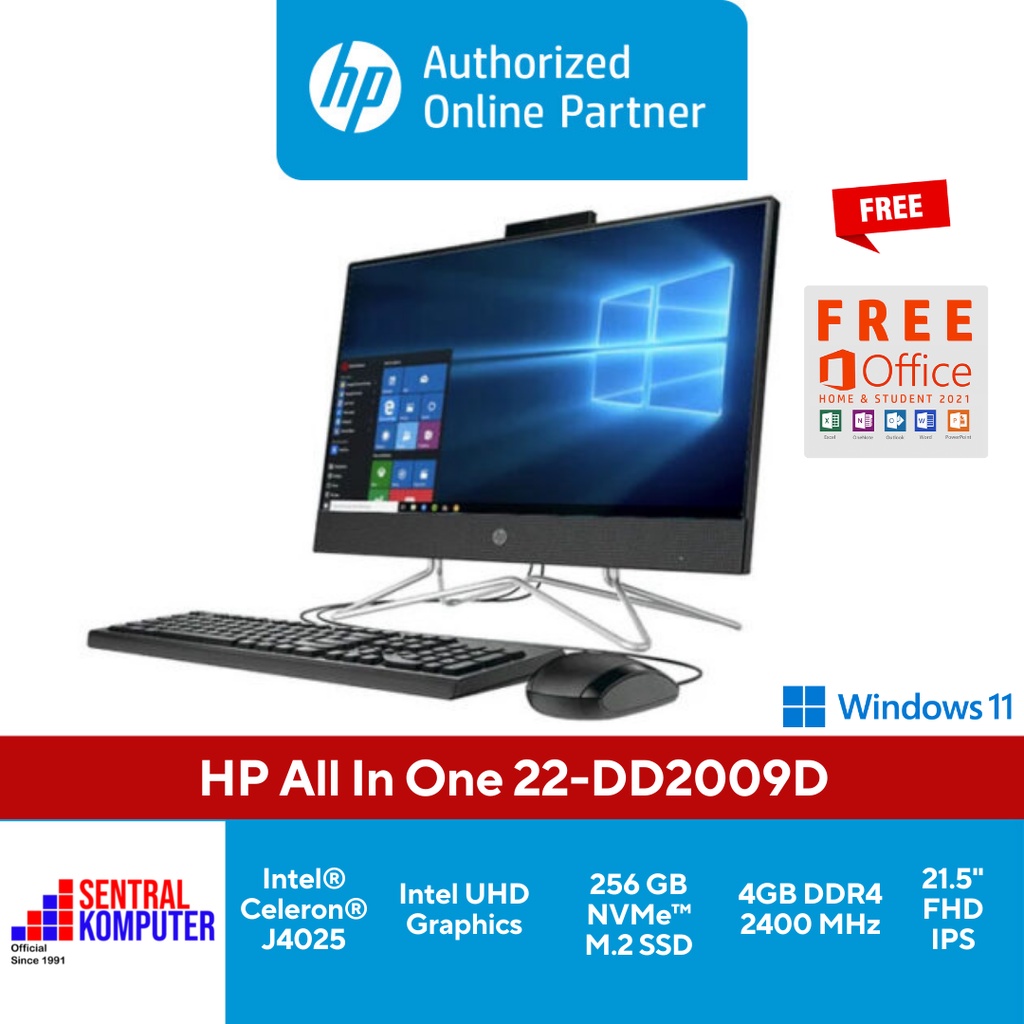Jual HP PC 22-dd2009d AiO Celeron J4025-4GB-256GB SSD-Win 11+OHS ...