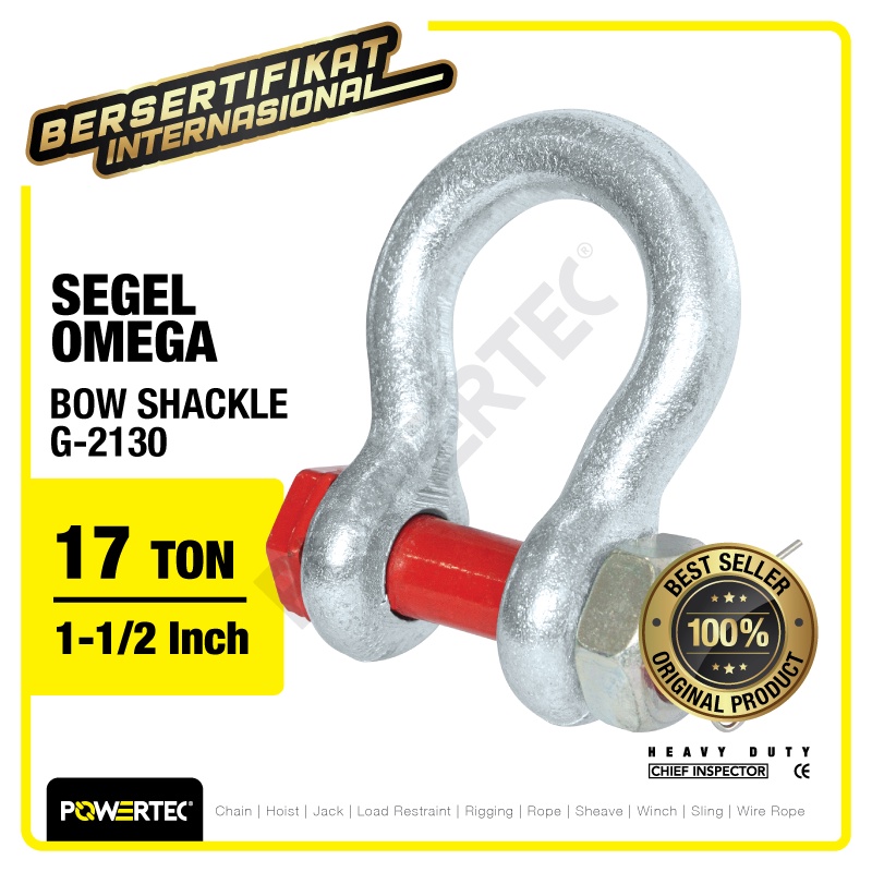Jual POWERTEC Bow Shackle Omega G2130 17 Ton - 1-1/2" Segel Bolt Type ...