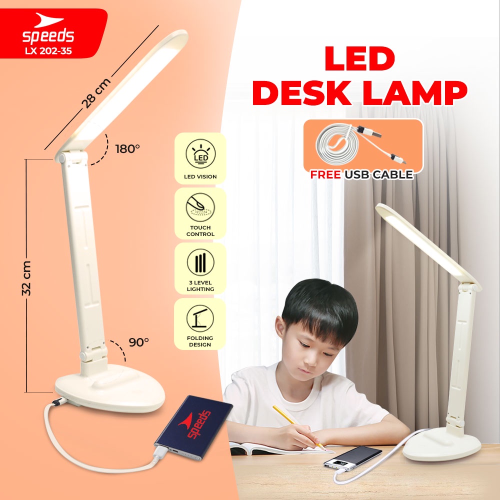 Jual SPEEDS Lampu Meja Belajar LED Desk Lamp Lampu Baca Adjustable Lamp ...