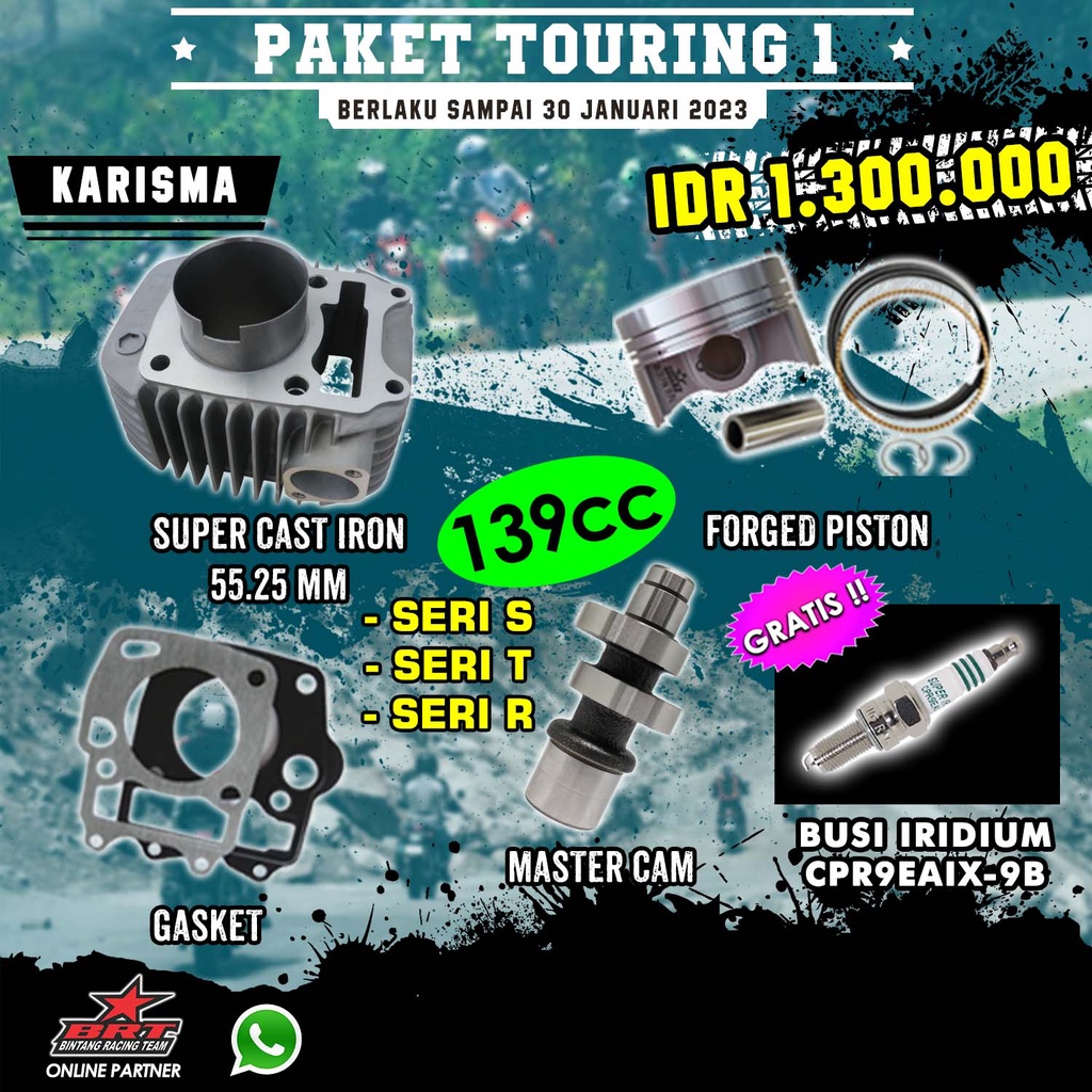 Jual PAKET TOURING 1 KARISMA BORE UP 139 CC BRT - BLOK PISTON ...