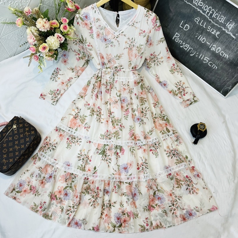 Jual Midi Dress bunga-bunga, Midi Dress umpak Premium kualtias butik ...
