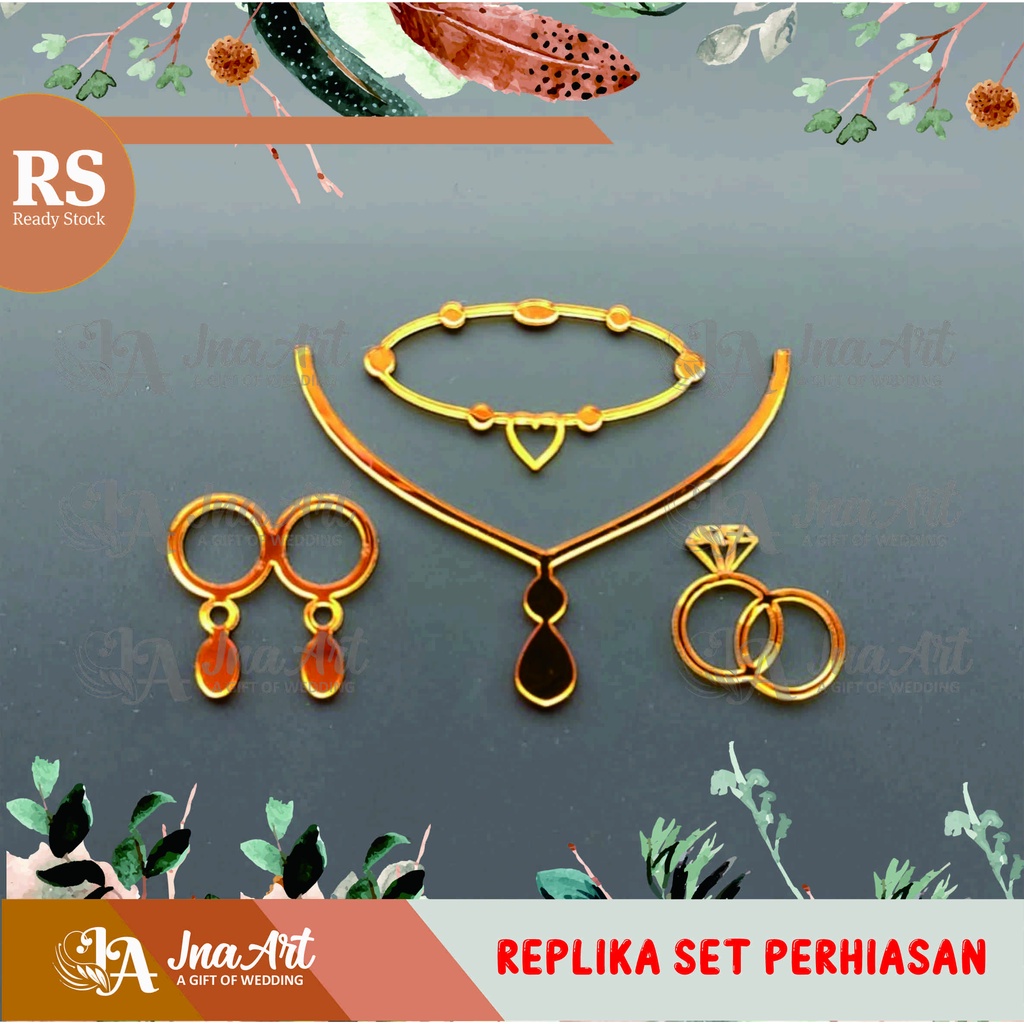Jual Replika Perhiasan 1 Set Mini Akrilik Cermin Emas / Perak / Mahar ...