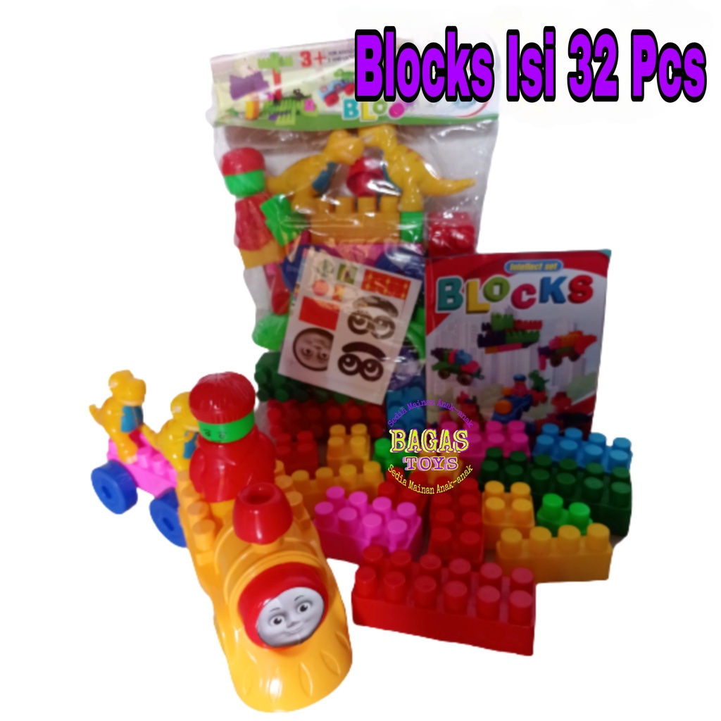 Jual Mainan Anak Laki-laki Dan Perempuan Blocks Bongkar Pasang Dino isi 32pcs Blok Bangunan ...