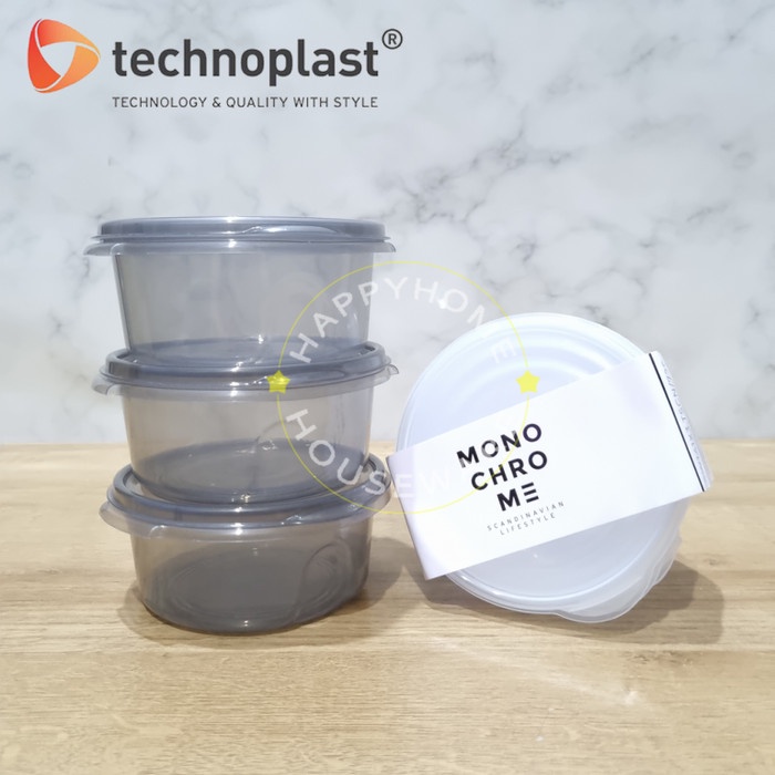 Jual TECHNOPLAST Monochrome Azumi Round Set Of 3pcs 600ml | Sealware ...
