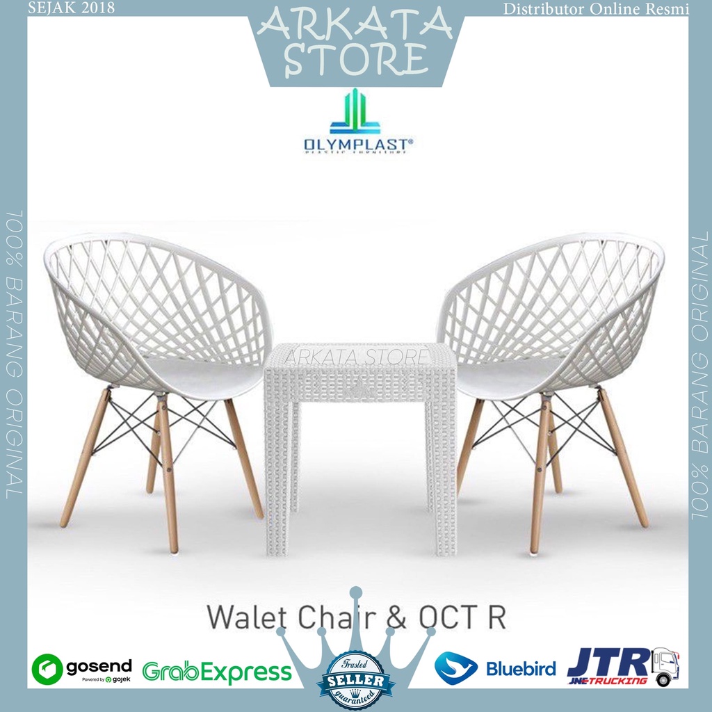 Jual 1 Set 2 Kursi Walet Olymplast + Meja OCT-R White / Kursi Set ...