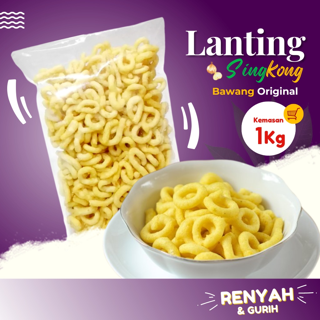 Jual Lanting Singkong Rasa Bawang Original Tekstur Kuning Kunyit ...