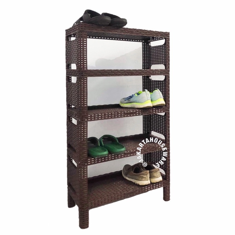 Jual Rak Sepatu Susun Motif Rotan Susun 5 Tabitha Rak Sendal Plastik ...