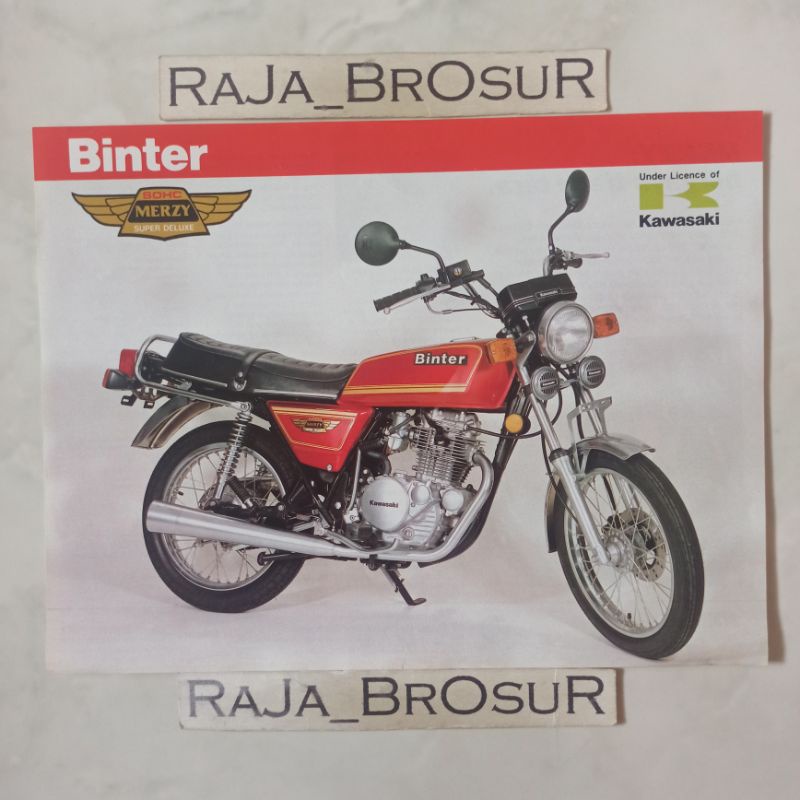 Jual Poster brosur katalog flyer jadul lawas Kawasaki Binter Merzy KZ200 KZ 200 Merah 1981 ...
